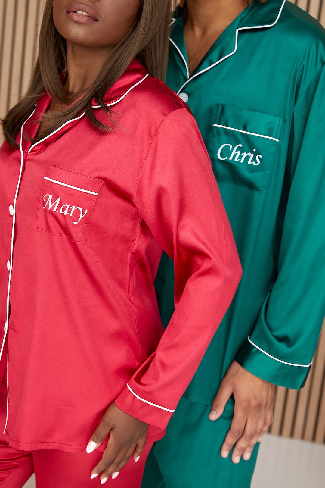 Christmas Pajamas, Xmas Satin Pjs, Christmas Gift, Custom Satin Pajamas ...