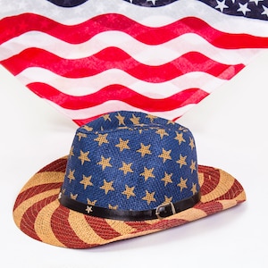 Unisex Custom America Flag Cowboy Hat, USA Flag Unisex Cowboy Hat ...