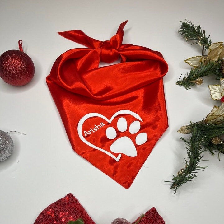 Custom Satin Dogs Scarf, Dog Xmas Scarfs, Red Green Xmas Scarf ...