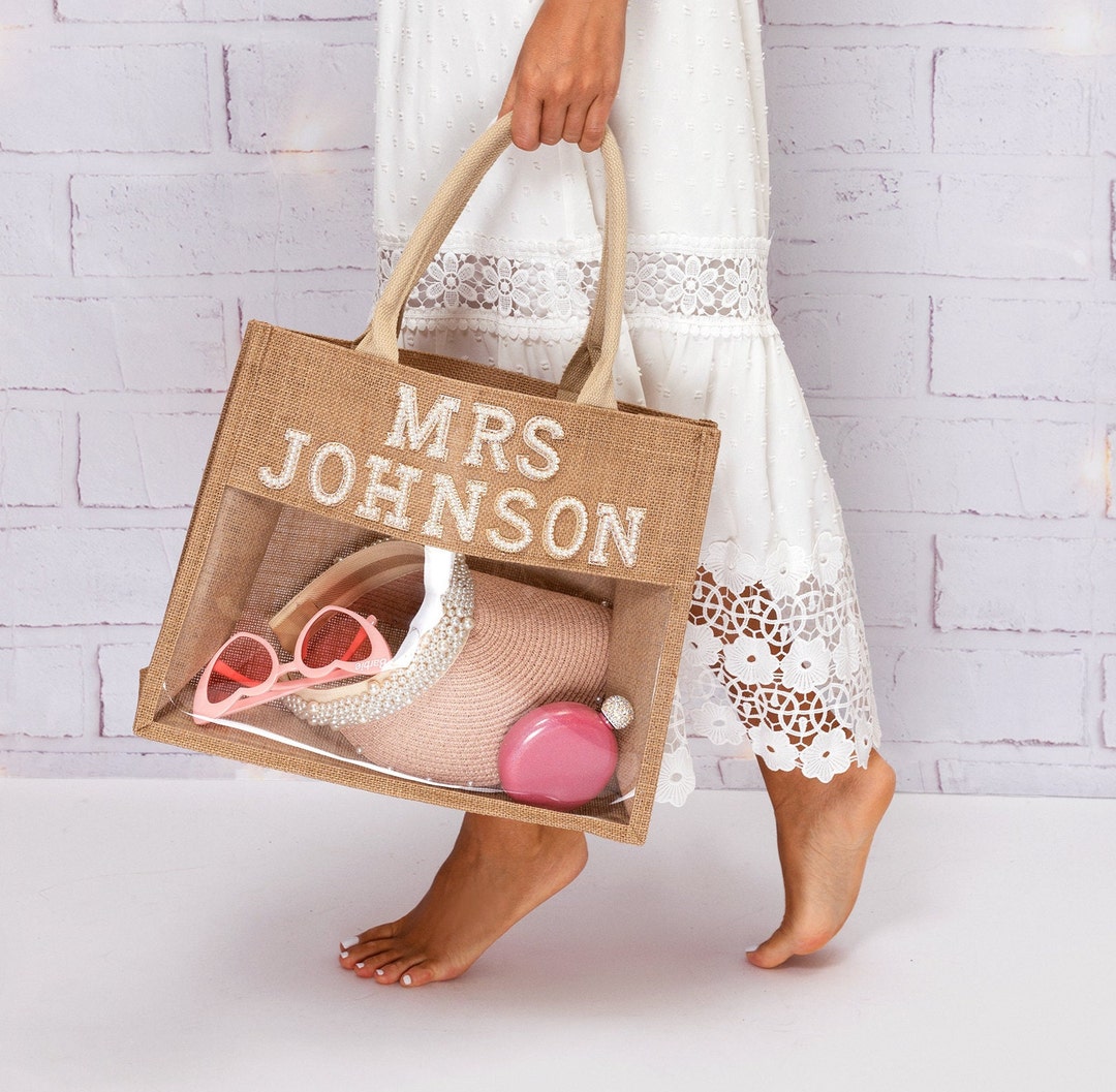 Bridal Transparent Gifts Bag, Personalized Beach Bag, Bridesmaid Tote ...