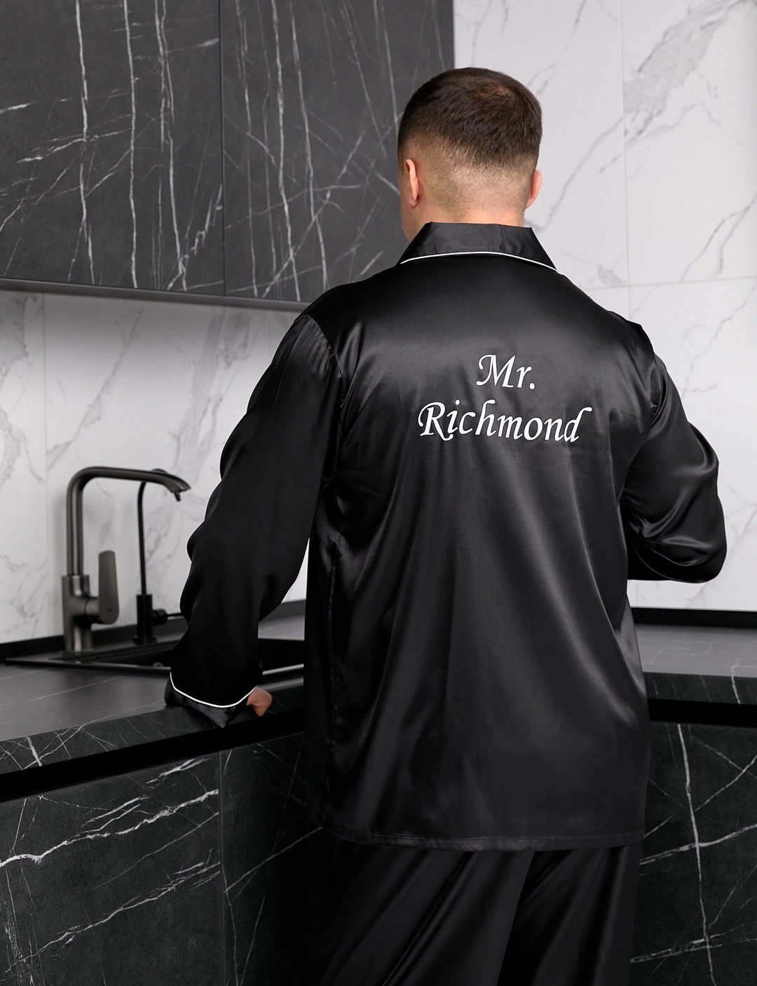 Mr Pajama Set, Long Personalized Pajama Set, Groom Pajama, Custom Satin ...