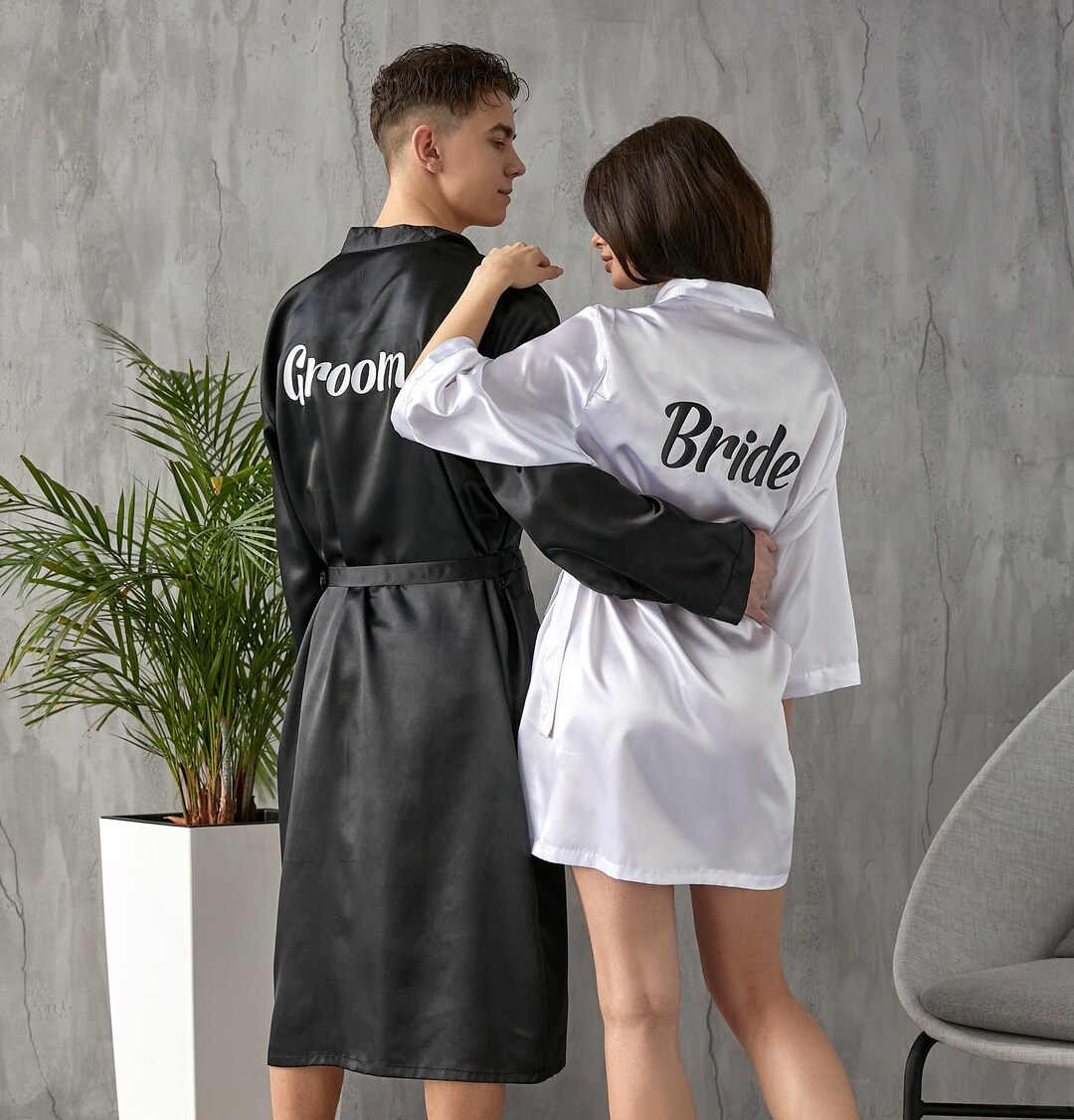 Custom Groom and Bride Satin Wedding Robes, Robes for Couple, Mr and ...