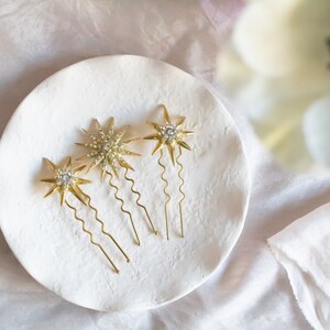 Star Bridal Hair Pins Set for Boho Wedding, Gold Starry Hair Accessory ...