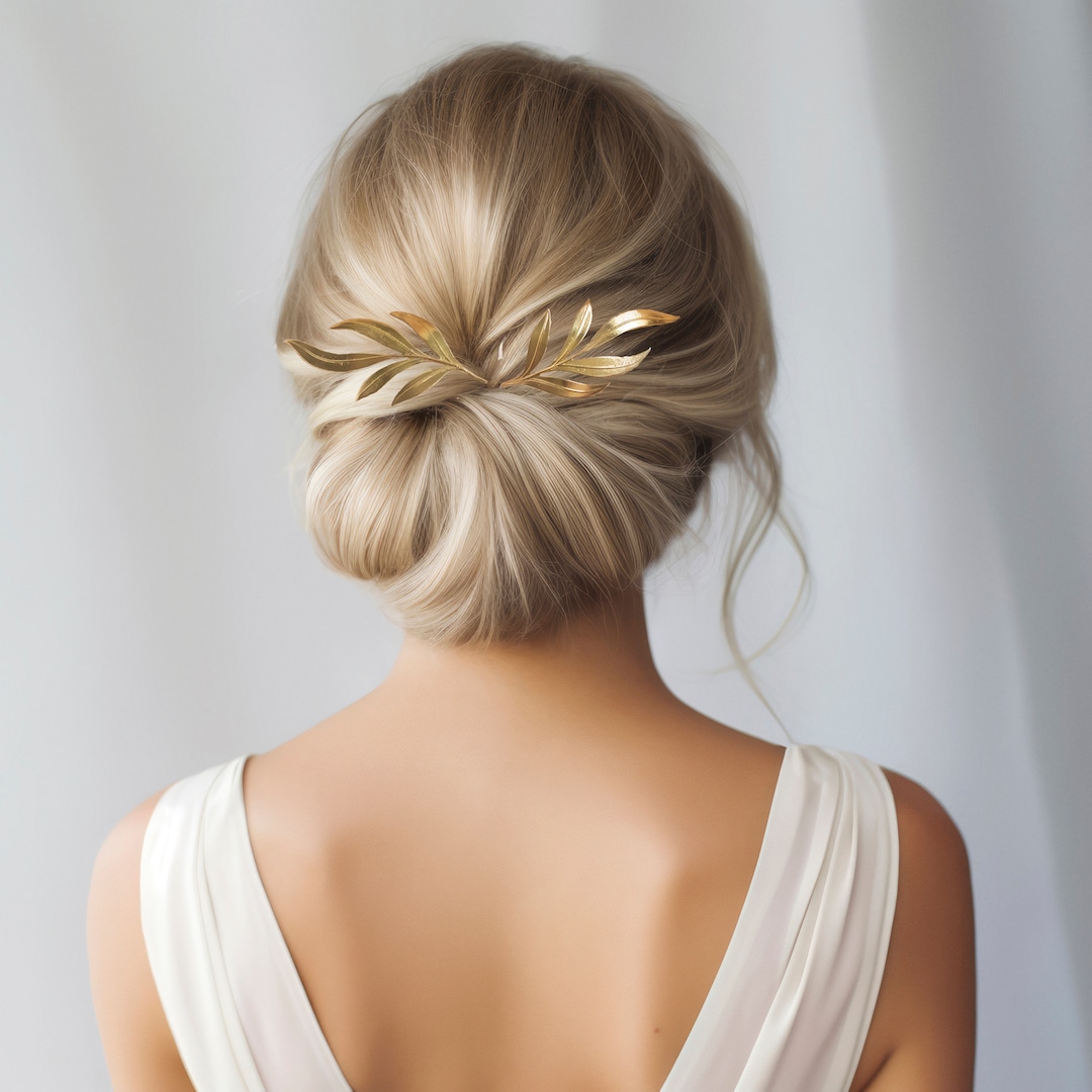 Gold Leaf Bridal Hair Pins, Greek Wedding Hair Accessories - Etsy