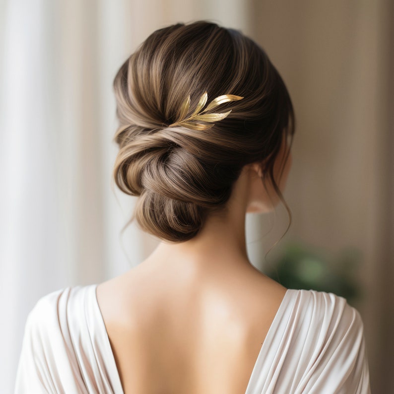 Gold Leaf Bridal Hair Pins, Greek Wedding Hair Accessories - Etsy