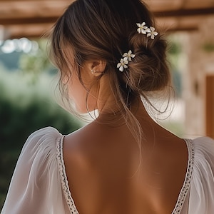 Set of 2 White Floral Hair Pins for Bride - Delicate Wedding Hair Clips ...