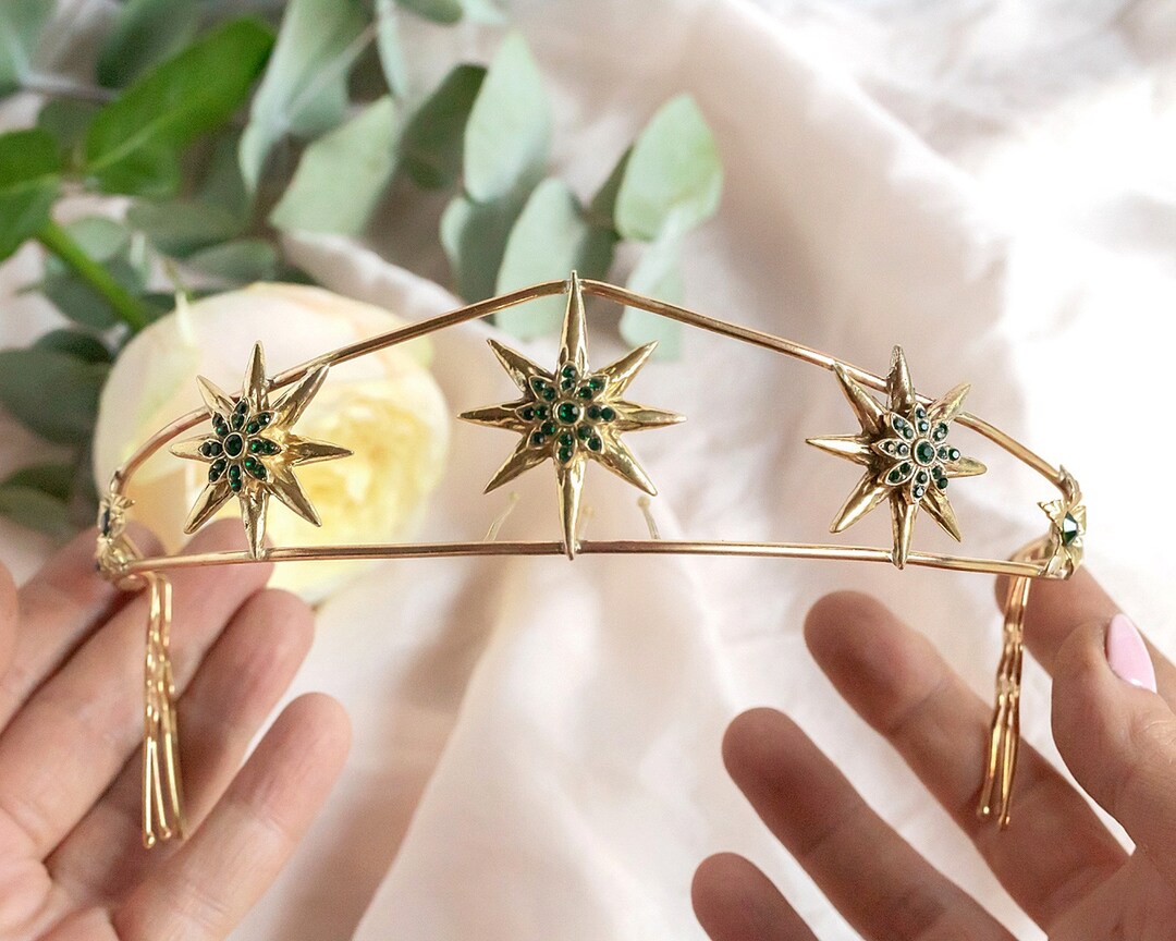 Simple and Elegant Bridal Tiara of Light Gold Color Stars - Etsy