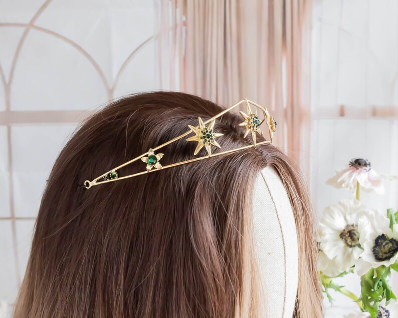 Simple and Elegant Bridal Tiara of Light Gold Color Stars - Etsy