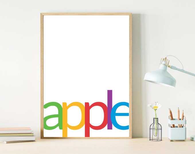 Apple Hello Poster, Apple Logo Poster, Rainbow Apple Logo, Apple Wall ...