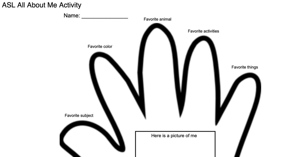 ASL All About Me Worksheet (1 Page) - Etsy Canada