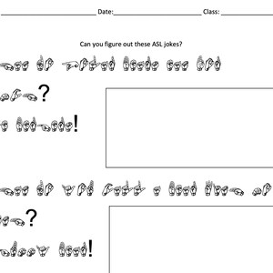 ASL Work Sheet: Decode the Jokes! (2 Pages) - Etsy