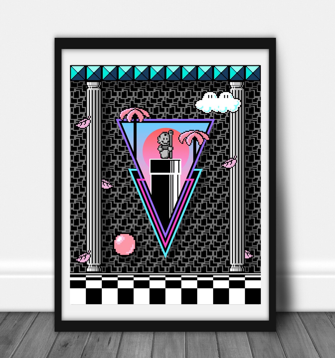 Tanooki Statue Vapor Wave Pixel Art, Retro Video Game Print, 80's ...