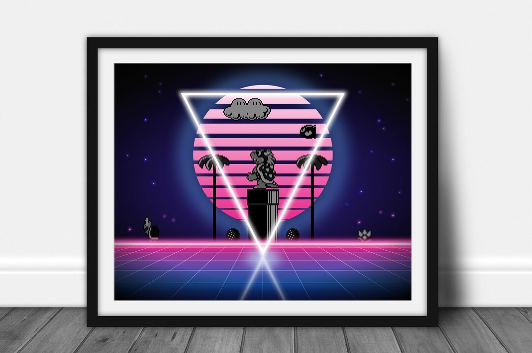 SMB3 Synthwave Pixel Art, Retro Video Game Print, 80's Neon ...