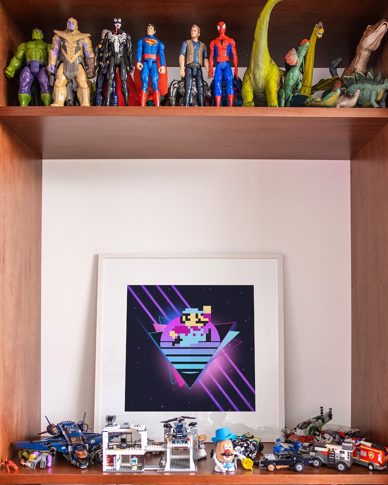 SMB Synthwave Pixel Art, Retro Video Game Print, 80's Neon Downloadable ...