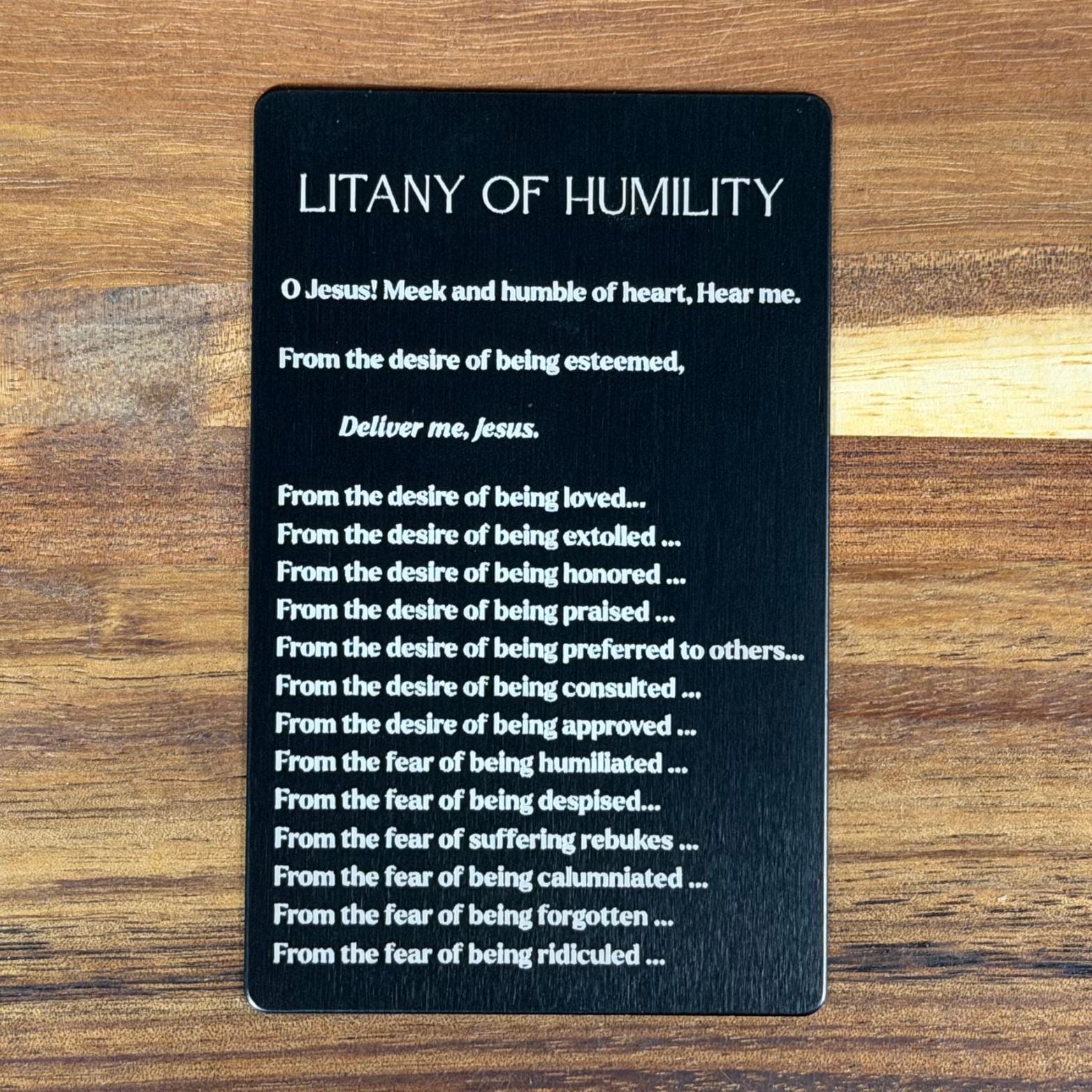 Litany of Humility Pocket Sized Prayer Card Metal Laser Engraved ...