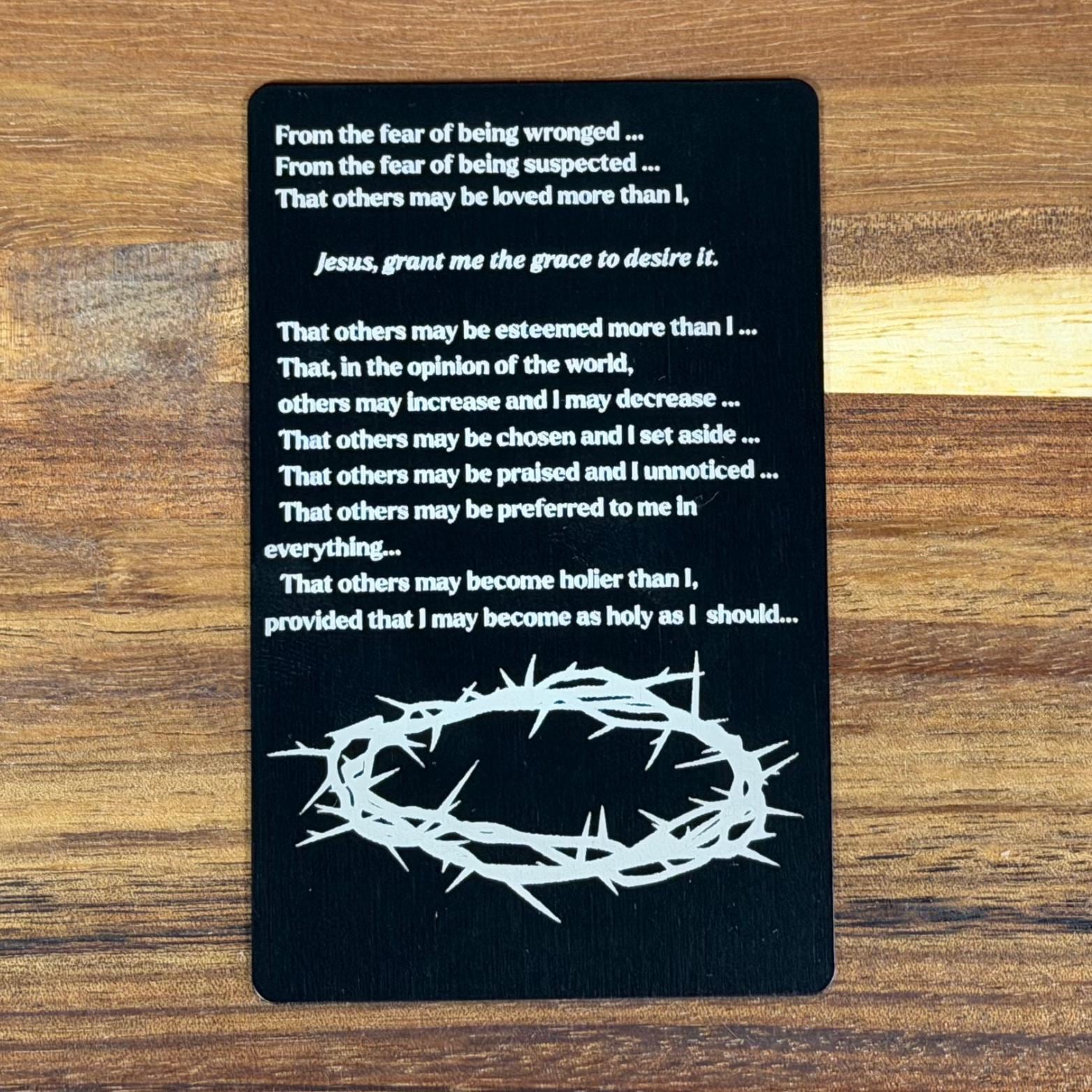 Litany of Humility Pocket Sized Prayer Card Metal Laser Engraved ...