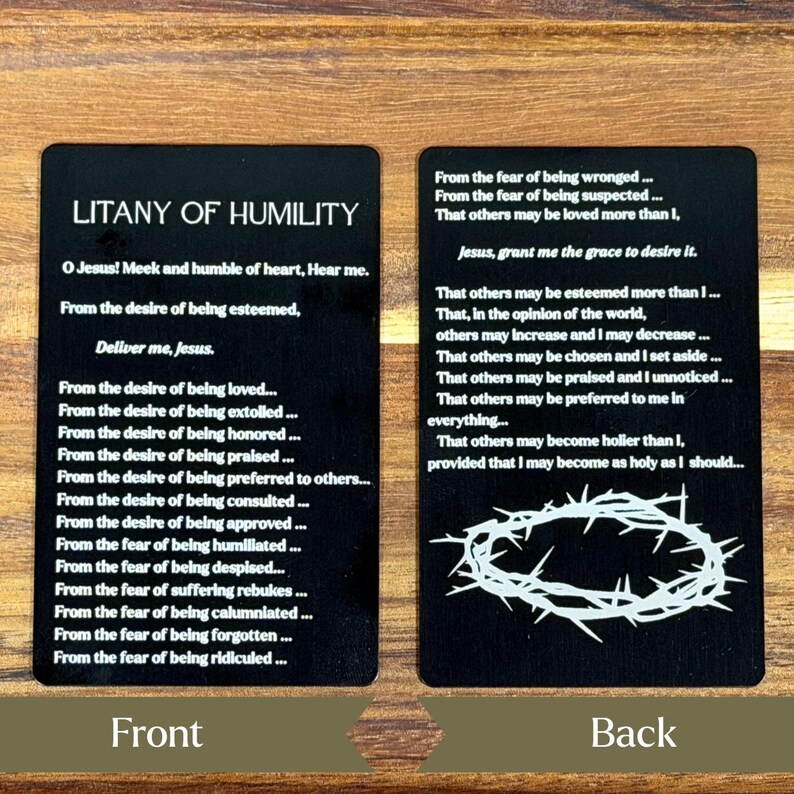 Litany of Humility Pocket Sized Prayer Card Metal Laser Engraved ...
