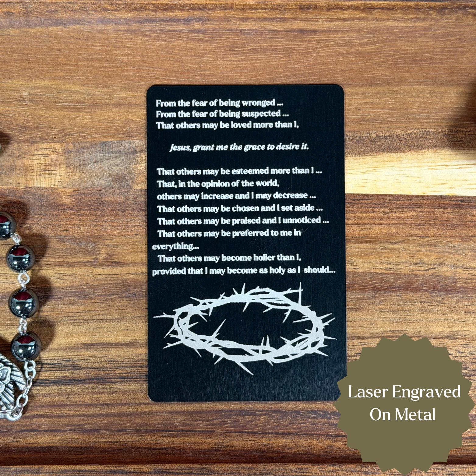 Litany of Humility Pocket Sized Prayer Card Metal Laser Engraved ...