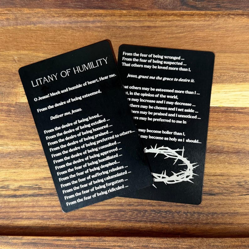 Litany of Humility Pocket Sized Prayer Card Metal Laser Engraved ...