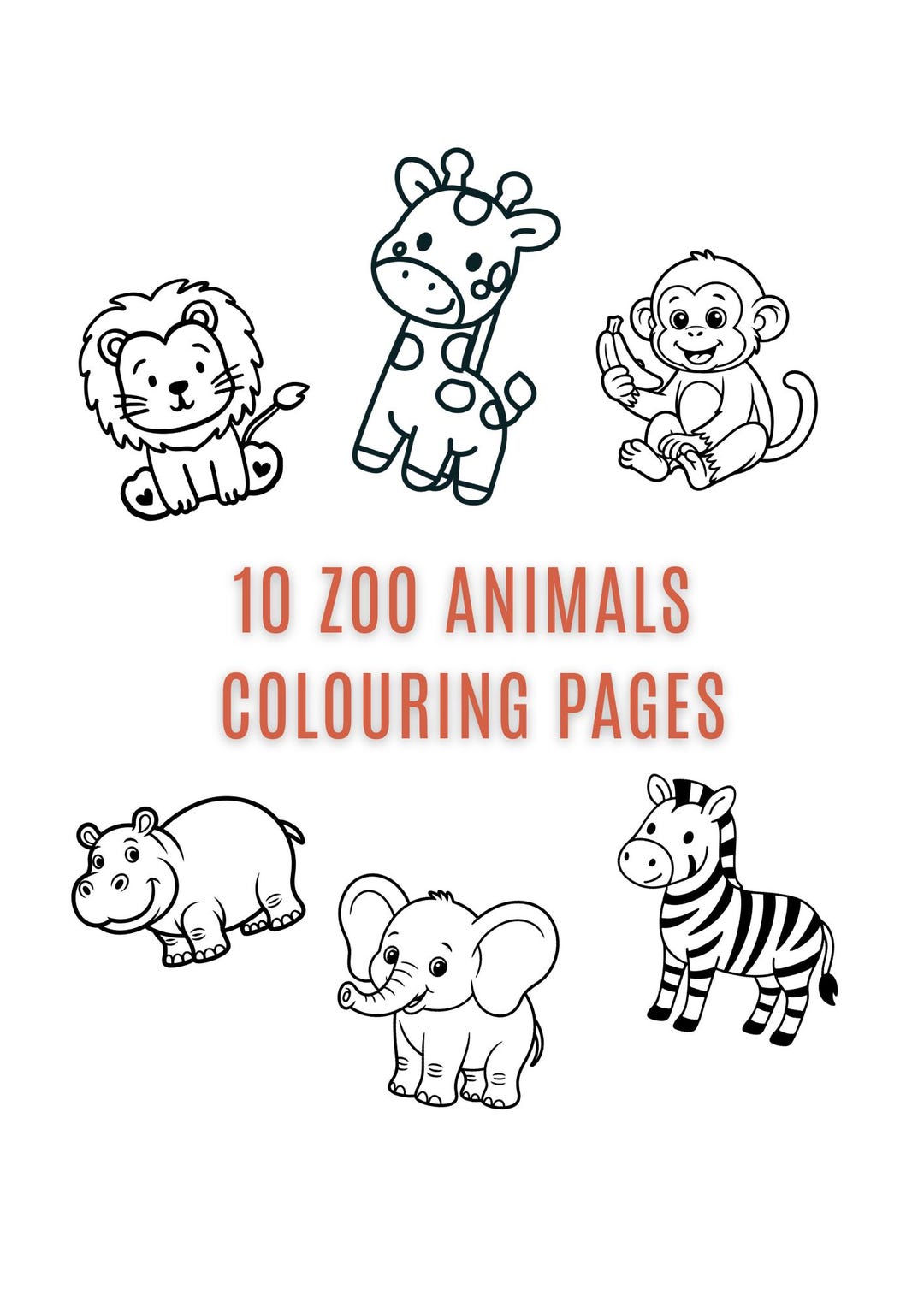 Zoo Animals Coloring Pages | Kids Printable Activity Book (digital ...