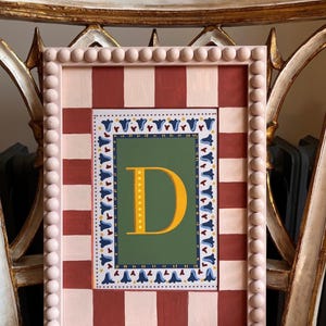 Colourful Blockprint Inspired Letter Print in Green Personalised Wall ...