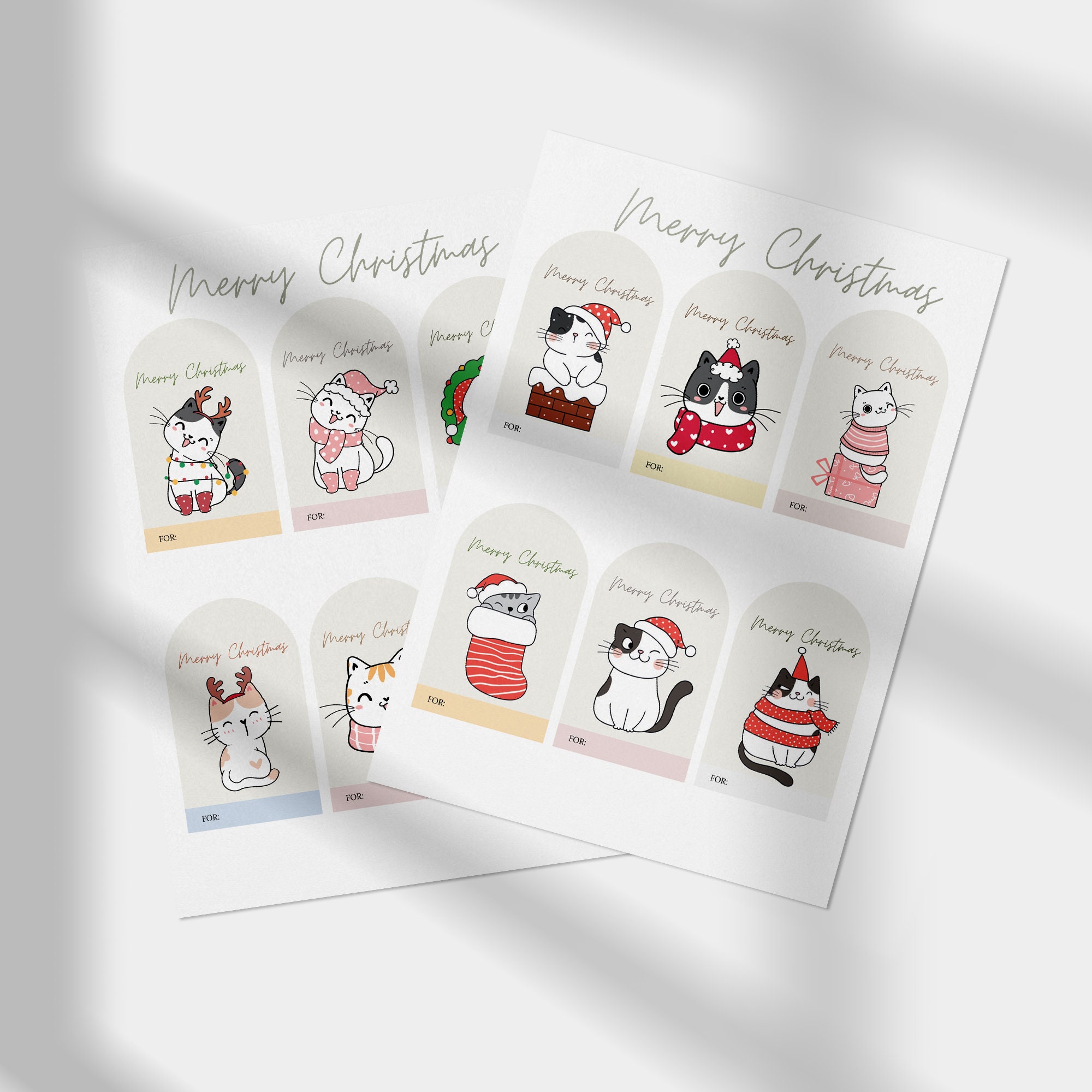 Christmas Gift Tags Printable PDF Tags Cute Christmas Cats Festive ...