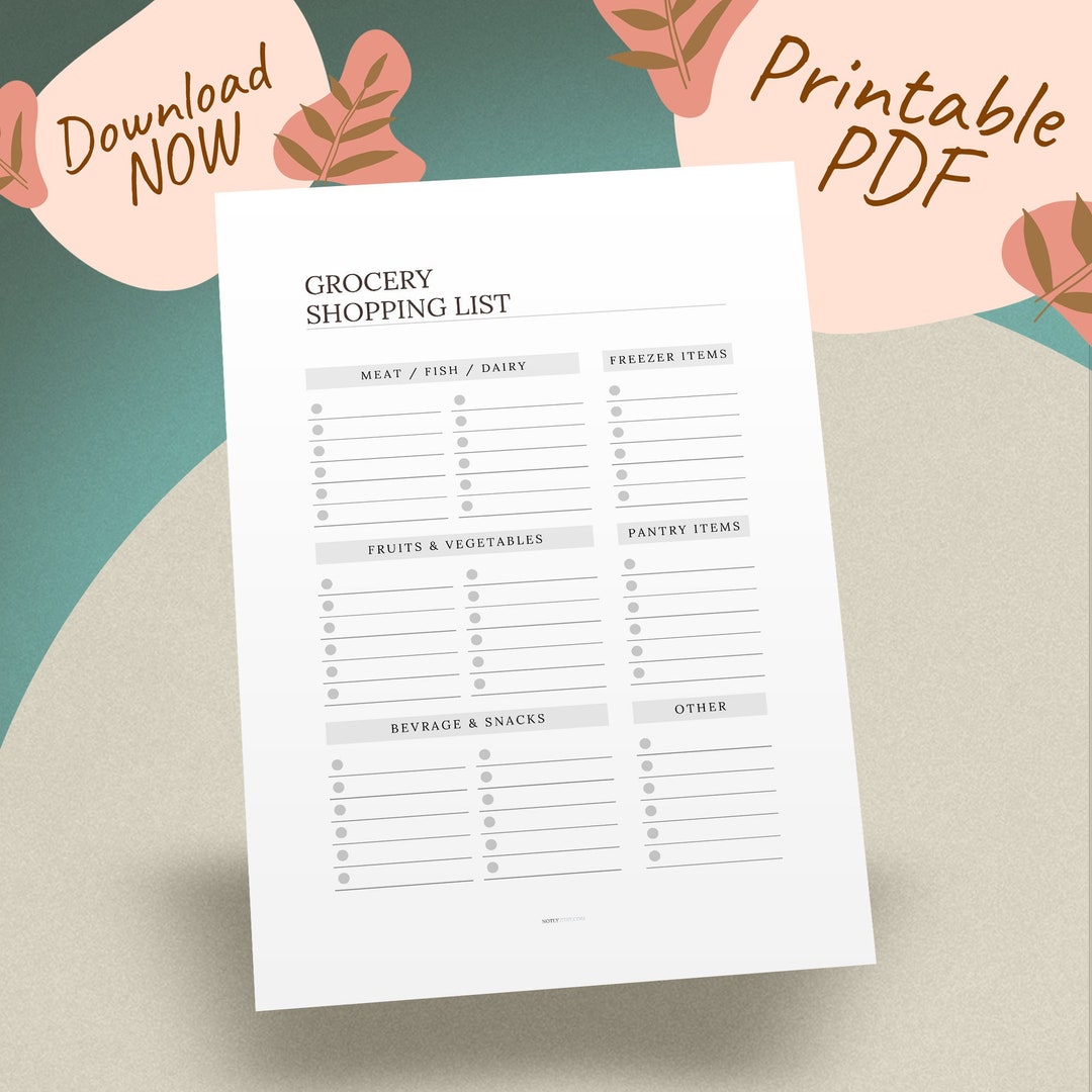 Editable Grocery Shopping List Printable PDF File Simplify - Etsy