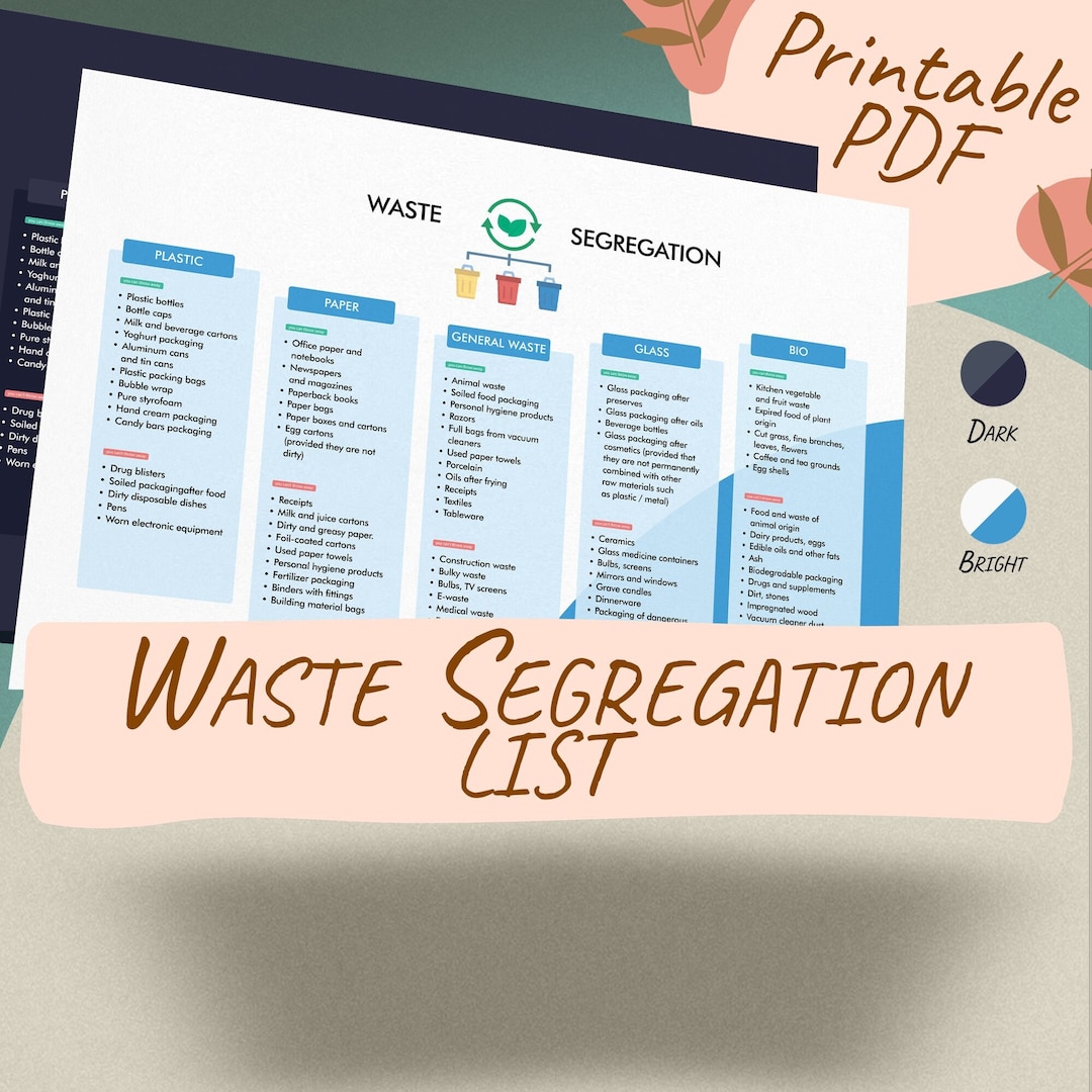 Waste Segregation List • Waste Management • Printable PDF File ...