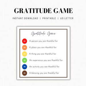 Printable Gratitude Game Instant Download Fun Get to Know You Activity ...