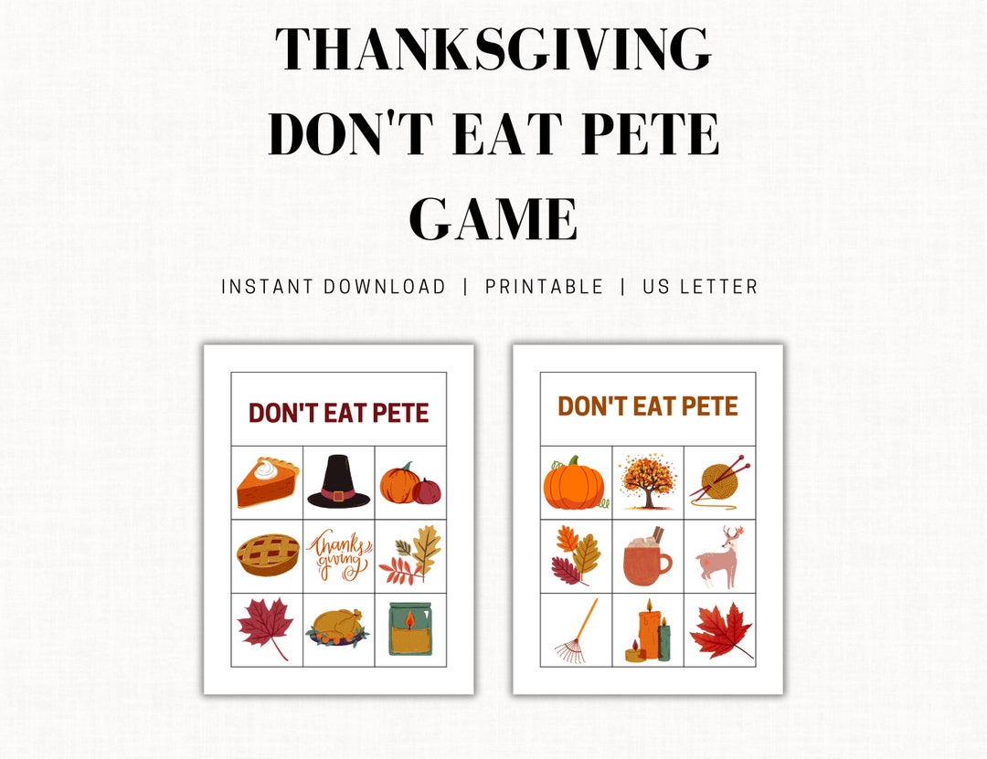 Thanksgiving Don't Eat Pete Game Instant Download - Etsy