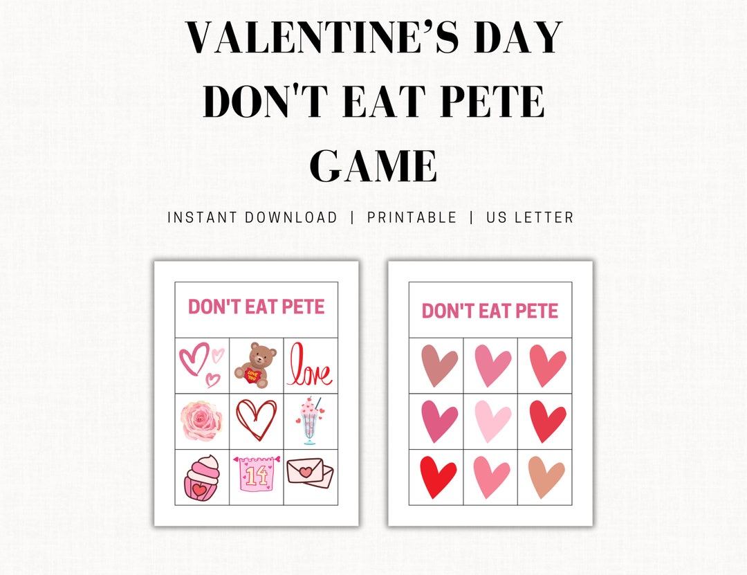 Valentine's Day Don't Eat Pete Game | Instant Download | Printable | US ...