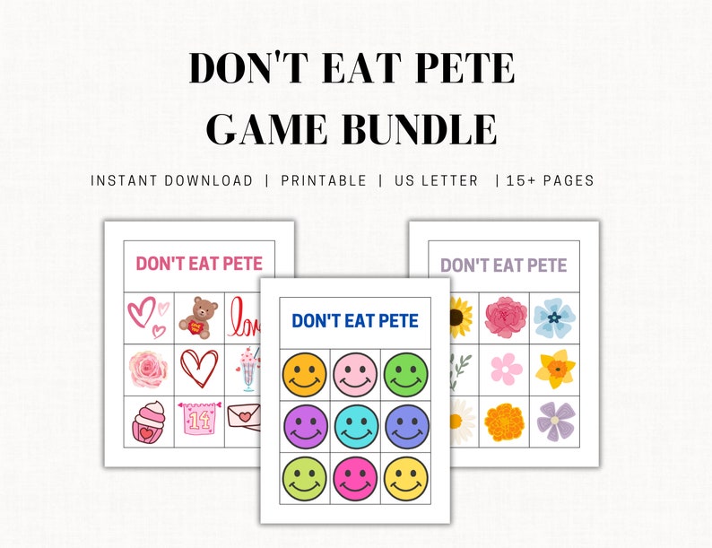 Don't Eat Pete Game Bundle | Instant Download | Printable | US Letter ...