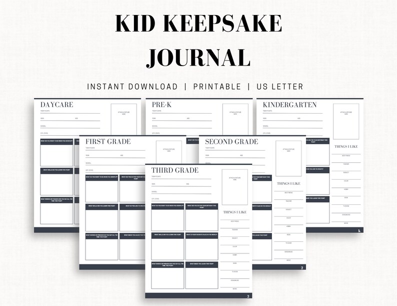 Kid Keepsake Journal | Printable Yearly Questions for Children ...