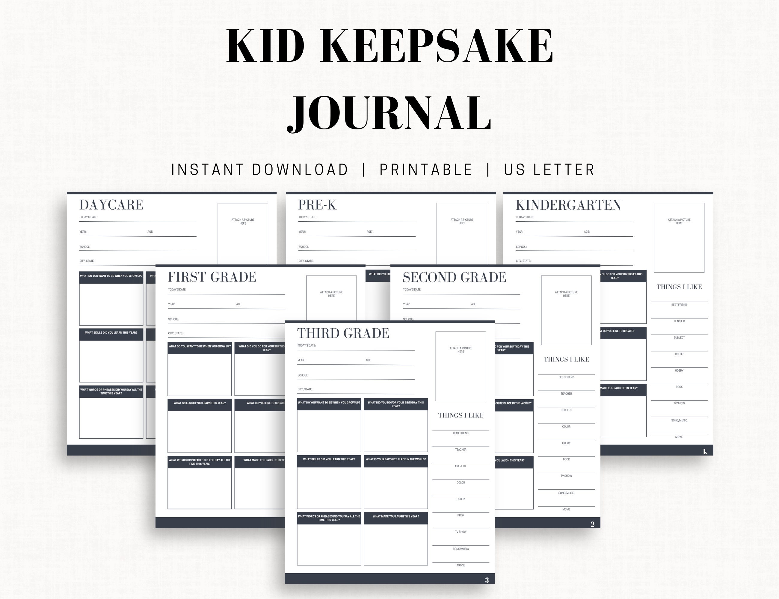 Kid Keepsake Journal | Printable Yearly Questions for Children ...