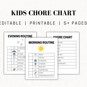 Kids Chore Chart | Kids Chore Chart Printable | Kid Routine ...