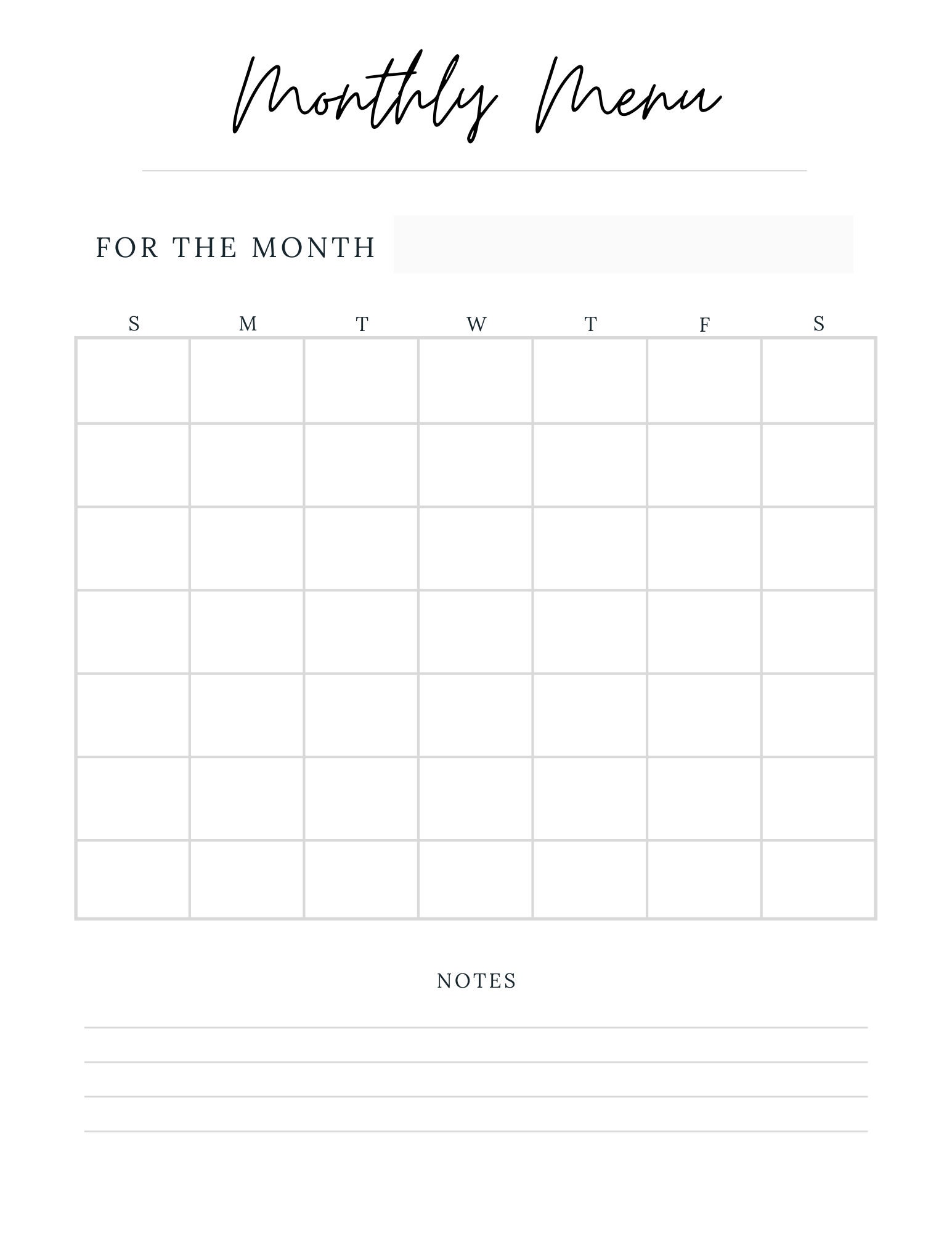 Printable Menu and Grocery List | Meal Planning Essentials | Instant ...