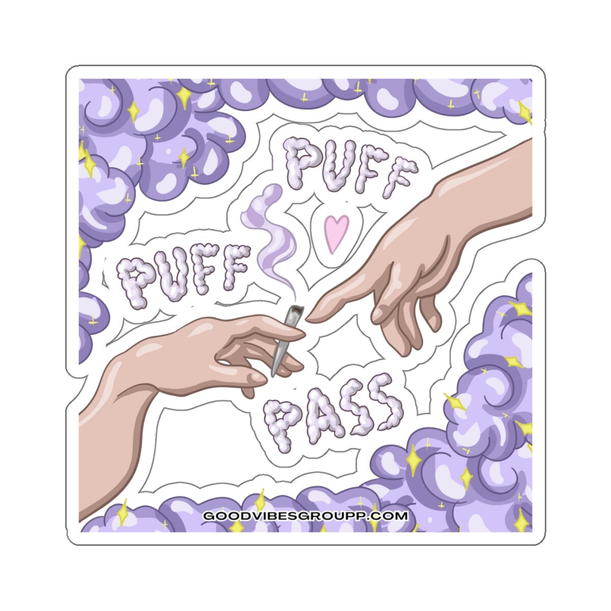 Sticker Puff Puff Pass White Kiss-cut Stickers 4 Sizes Available 420 ...