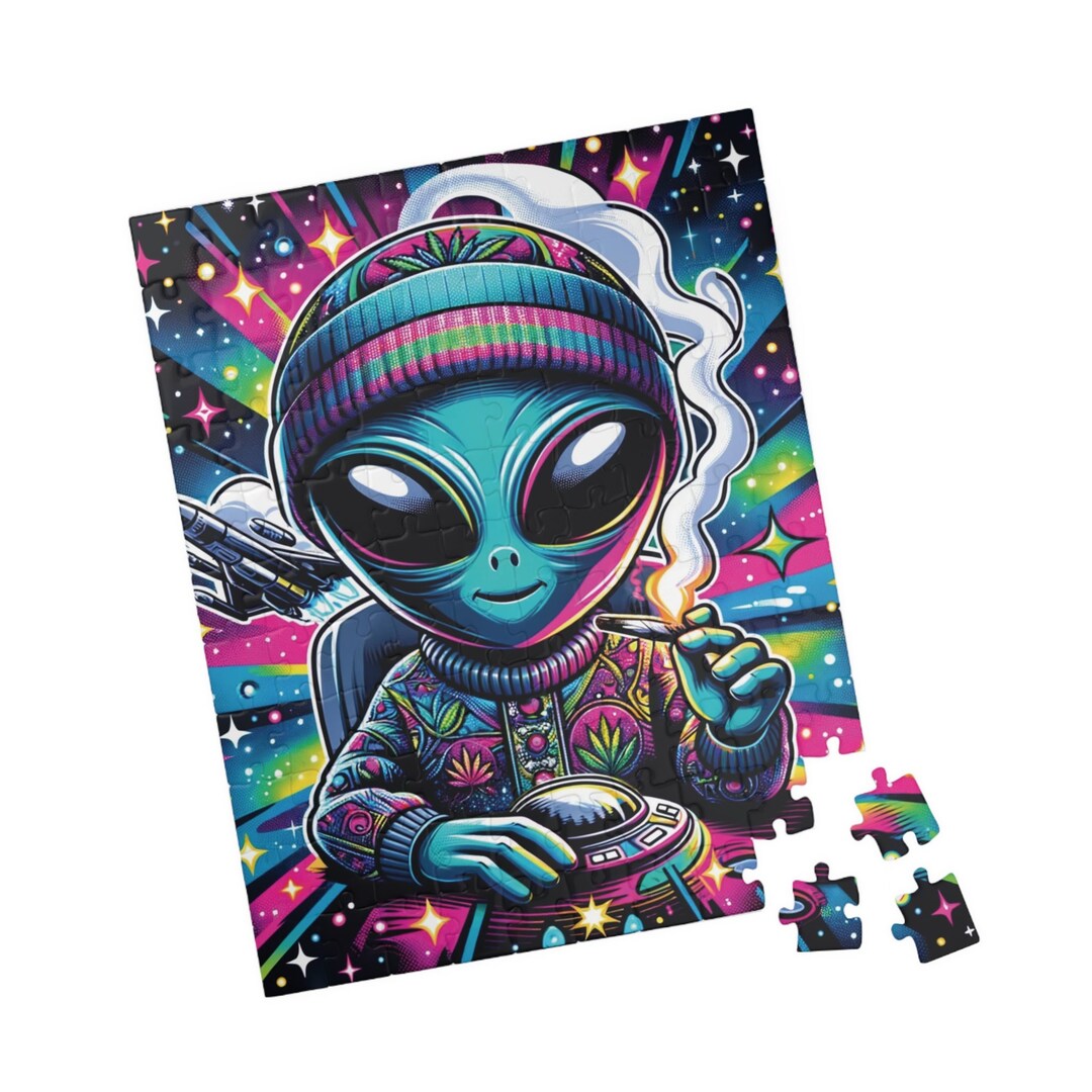 Alien Stoner Puzzle 110 Pieces - 420 Smoker Weed Pot Space Gift ...