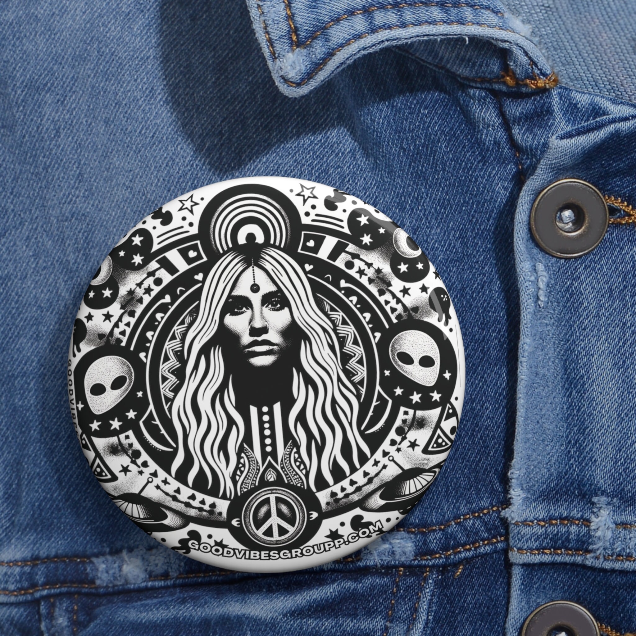 Moon Child Pin Button Kesha Rainbow Inspired Good Vibes Peace Stars ...