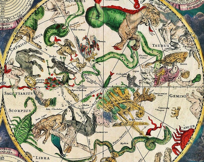 Vintage Old Map Planisphæri Cœleste/image Download Retro Style Design ...