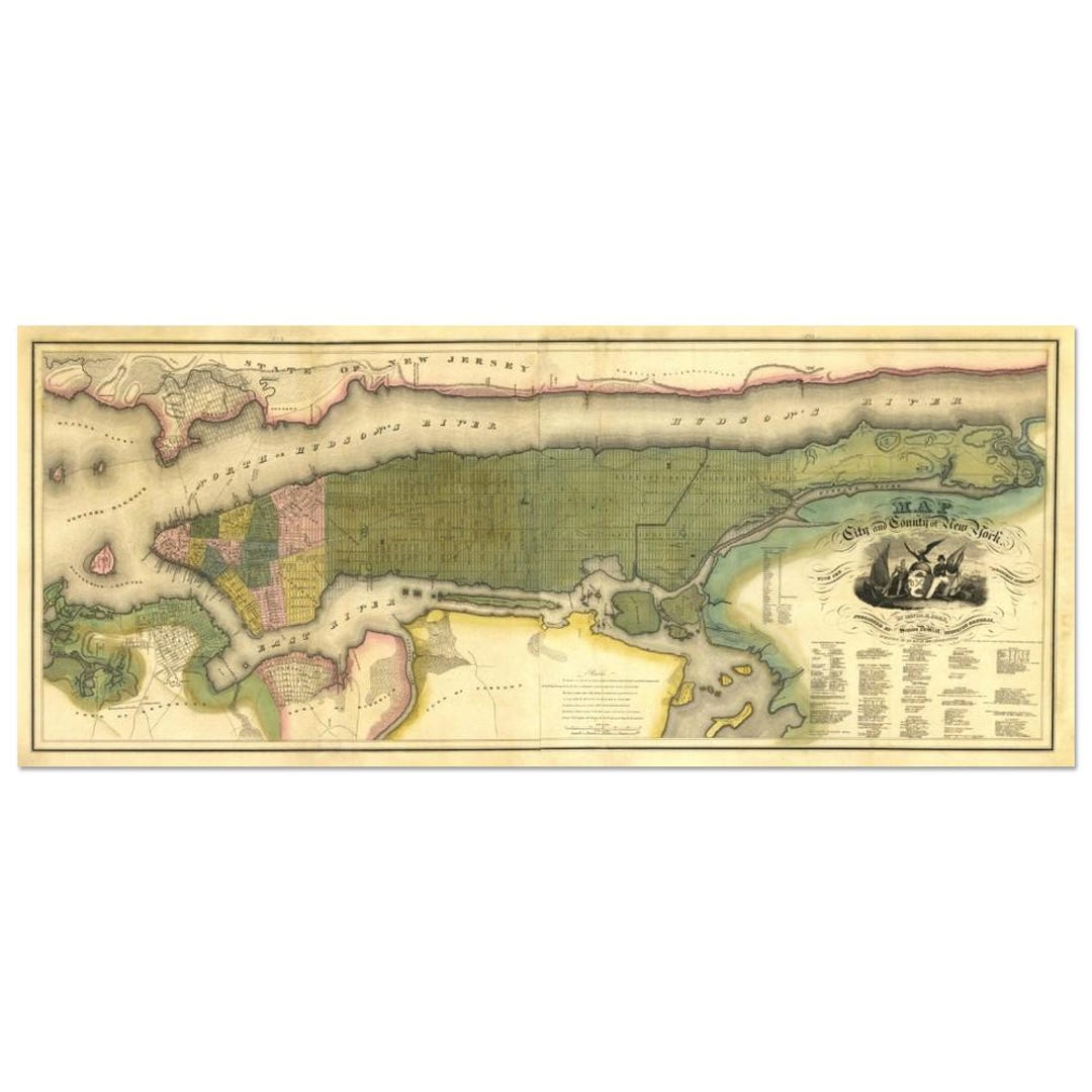 1829 New York City Vintage Map by David Hugh Burr. Fine Art Print ...