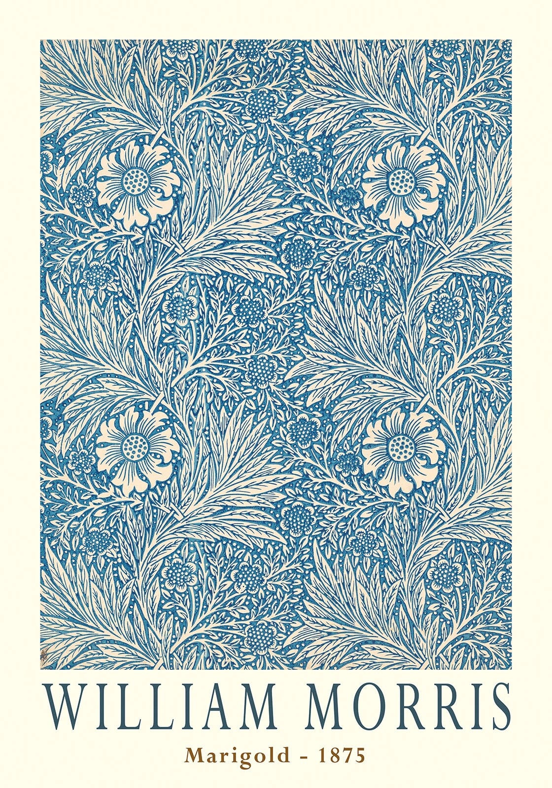 William Morris Marigold Art Print. Vintage Wallpaper Reproduction. Blue ...