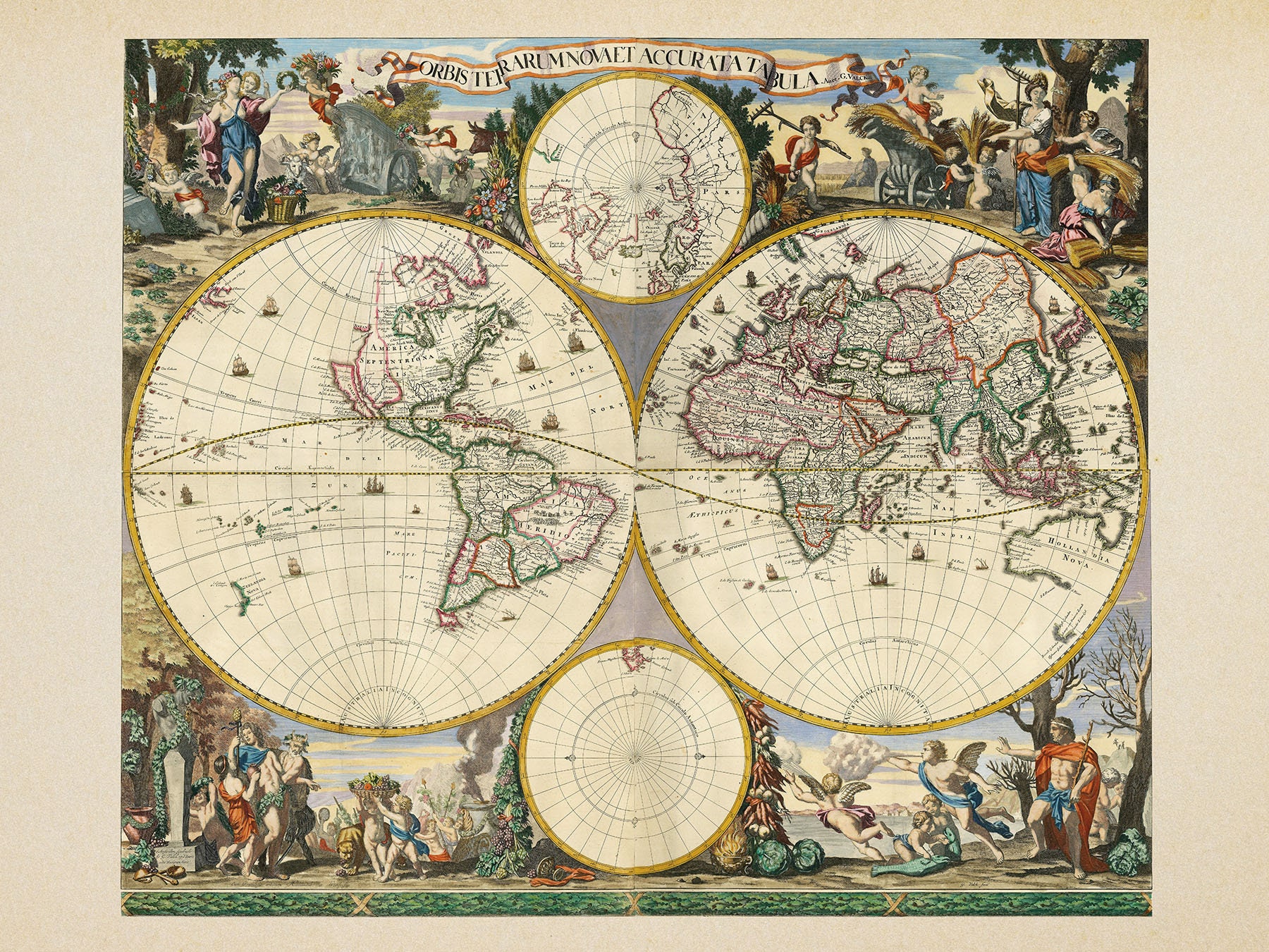 1690 World Map Orbis Terrarum Nova Et Accurata Tabula Poster ...