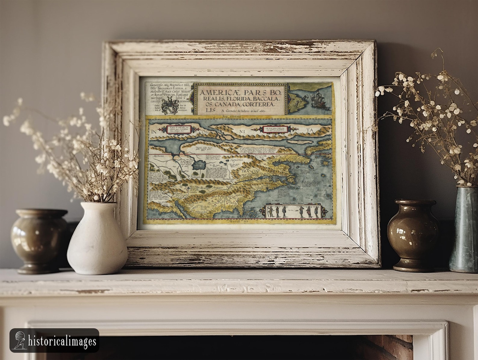 Very Ancient Vintage Map of North America by Cornelis De Jode. Fine Art ...