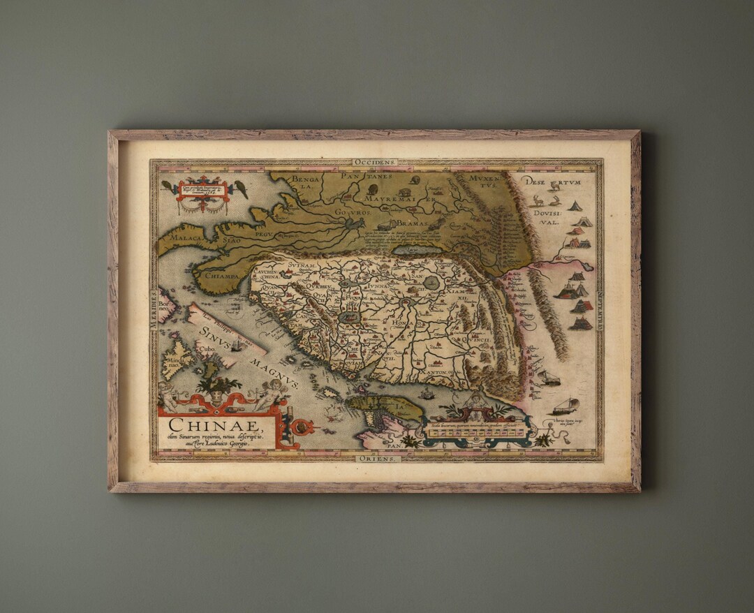 Ancient Map of China by Cartographer Abraham Ortelius 1584. Vintage ...