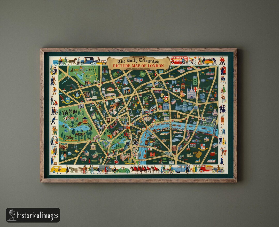 The Daily Telegraph Picture Map of London Vintage Poster Repro. Fine ...