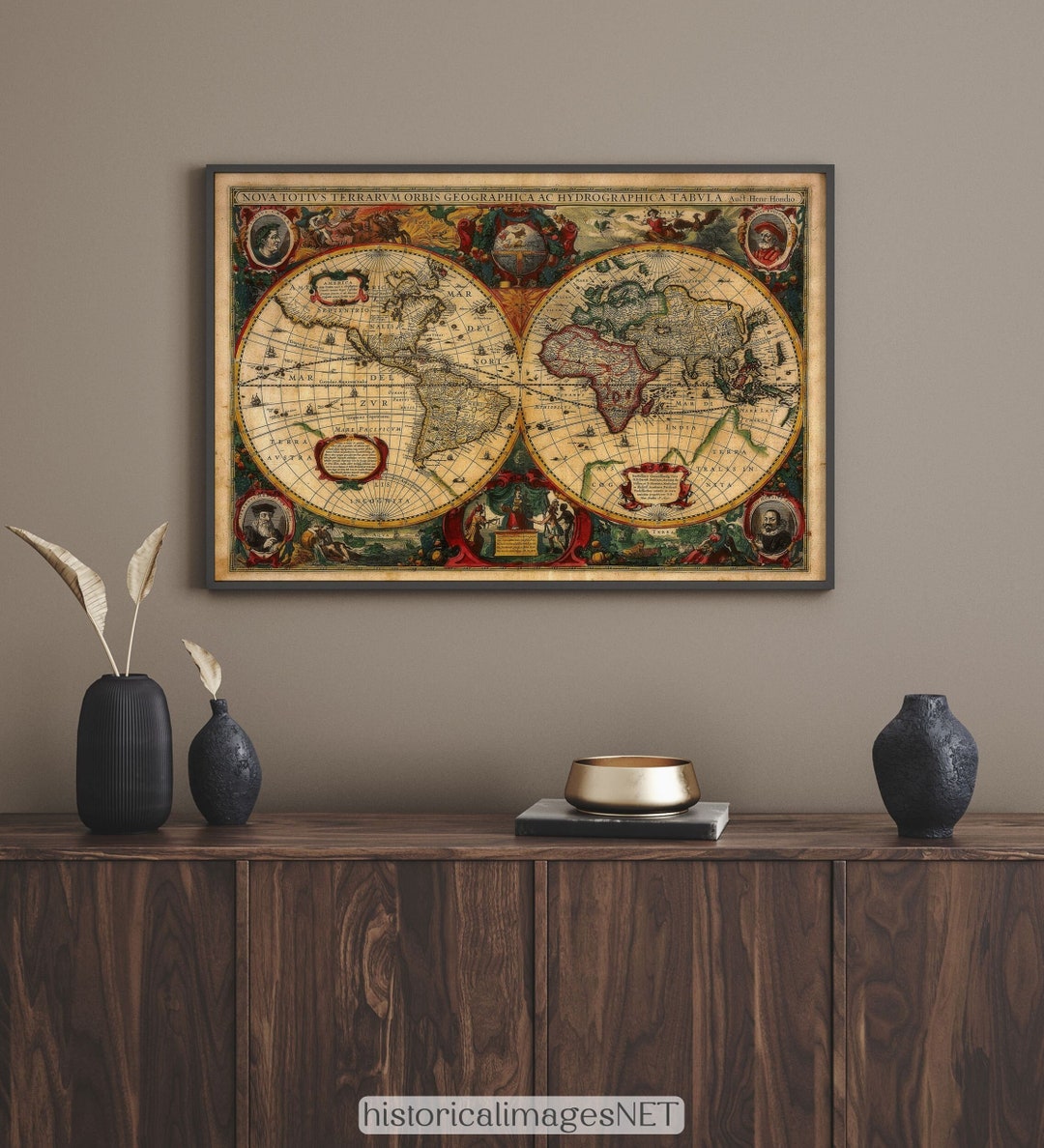 Old Wold Map Poster. Fine Art Reproduction Print From a World Map of ...