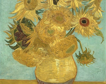 Vase With Twelve Sunflowers by Vincent Van Gogh Art Print | Impressionist Wall Decor - Etsy