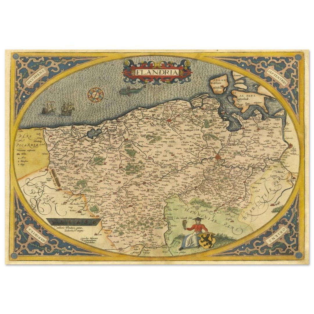 Ancient Map of Flandria by Abraham Ortelius 1584. Vintage Map Repro ...