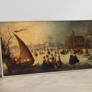 Adam Van Breen. Landscape With Frozen Canal, Skaters and an Ice-boat ...